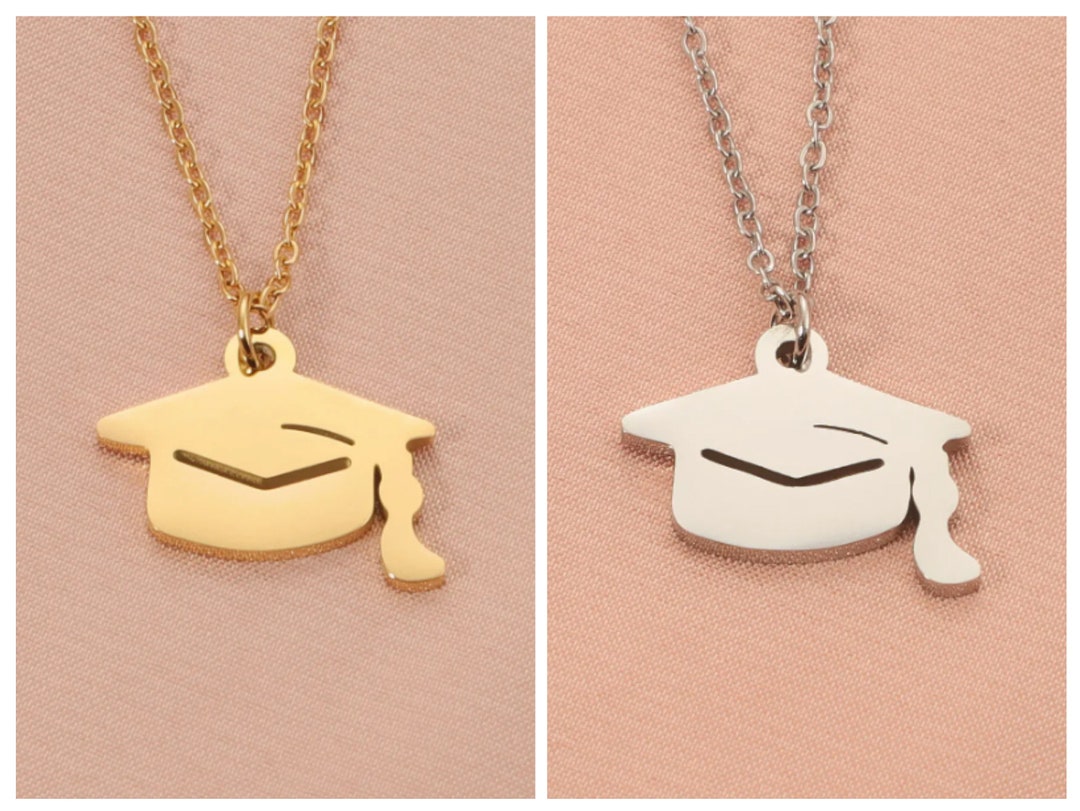 Graduation Cap Pendant Necklace (silver or Gold), 1 Total, Metal Blank ...