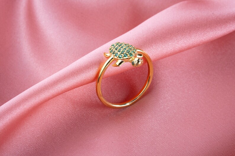 Green Turtle Gold Ring Sea Turtle Ring Sea Animals Jewelry - Etsy