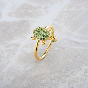 Green Turtle Gold Ring, Sea Turtle Ring, Sea Animals Jewelry, Animal ...
