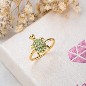 Green Turtle Gold Ring, Sea Turtle Ring, Sea Animals Jewelry, Animal ...