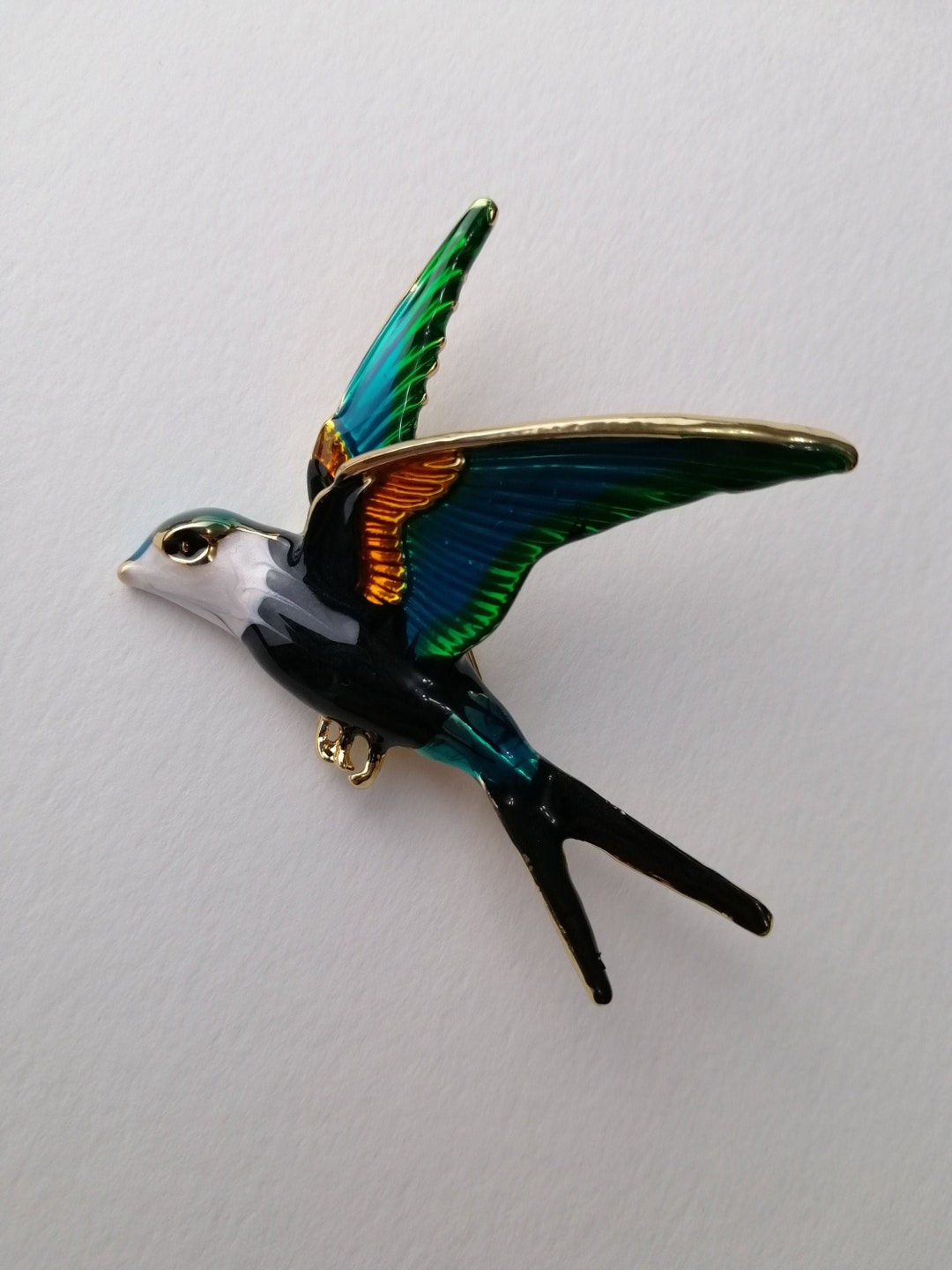 Vintage Swallow Bird Brooch, Enamel Bird Pin, Mother Gift for Mom ...