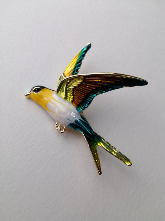Vintage Swallow Bird Brooch Enamel Bird Pin Mother Gift for | Etsy