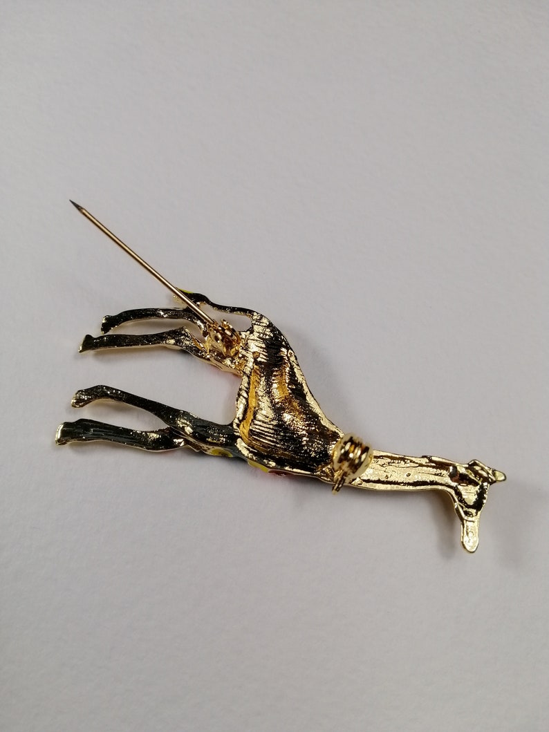 Giraffe Brooch, Vintage Wild Animal Jewelry, Colorful Enamel Brooch ...