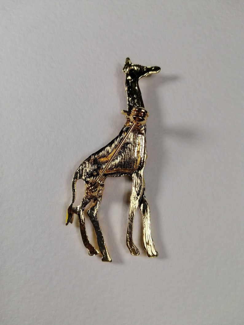 Giraffe Brooch, Vintage Wild Animal Jewelry, Colorful Enamel Brooch ...