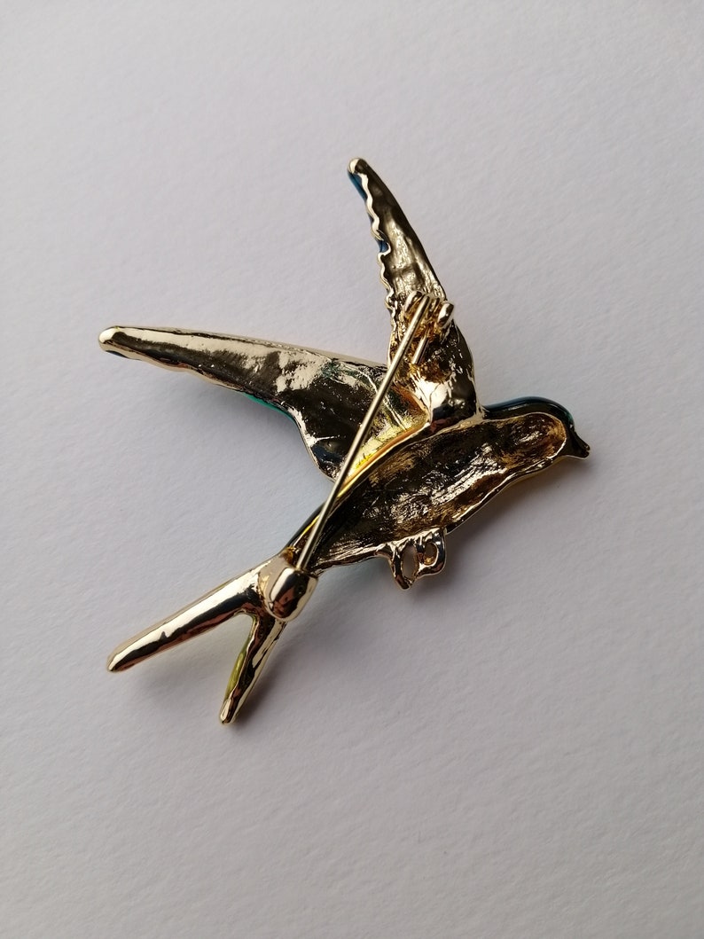 Vintage Swallow Bird Brooch Enamel Bird Pin Mother Gift for - Etsy