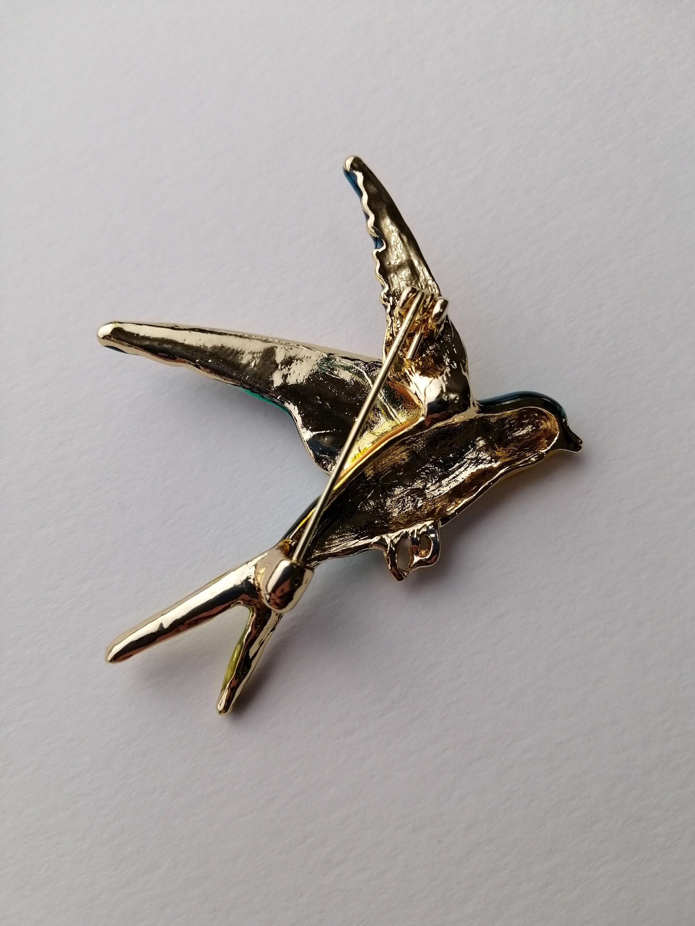 Vintage Swallow Bird Brooch, Enamel Bird Pin, Mother Gift for Mom ...