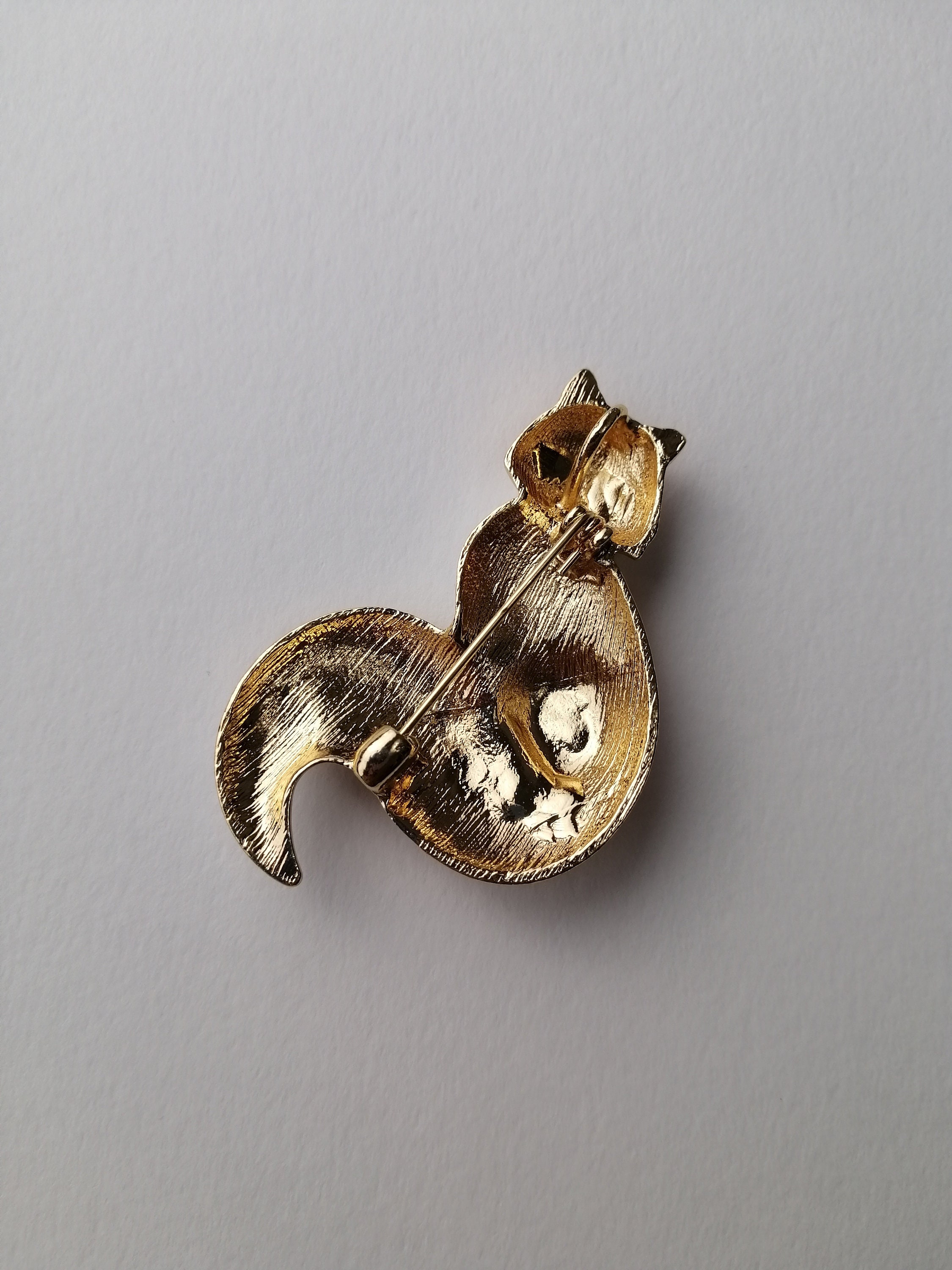 Fox Brooch, Vintage Rhinestone Jewelry, Enamel Fox Pin, Animal Brooch ...