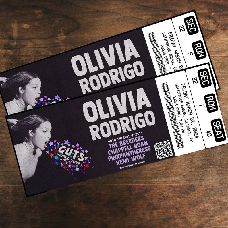 Printable Olivia Rodrigo Ticket Guts World Tour 2024, Editable ...