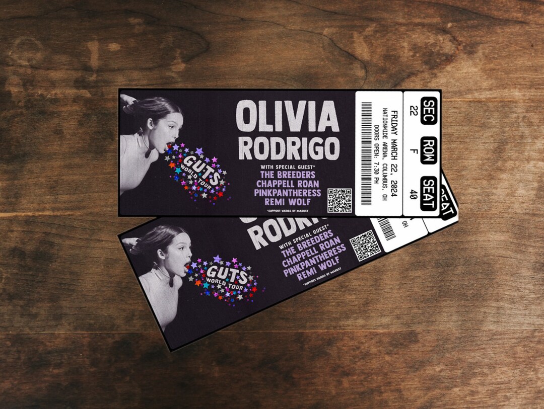 Printable Olivia Rodrigo Ticket Guts World Tour 2024, Editable ...