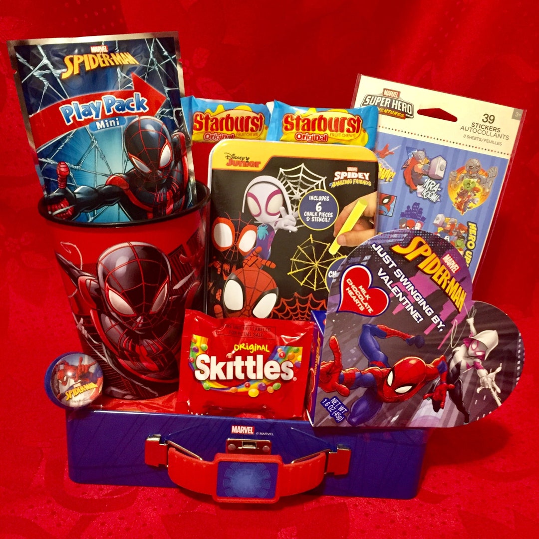 SPIDERMAN EASTER Gift BASKET Play Pack, Cup, Stickers, Chalkboard Set ...