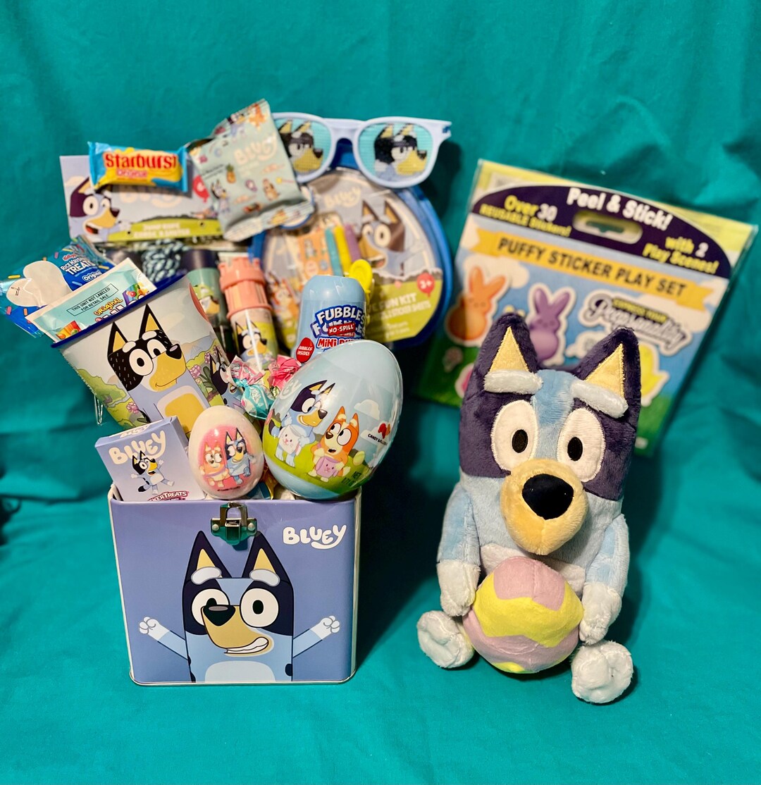 BLUEY BIRTHDAY GIFT: Tin, Plush, Play Set, Cup, Chalk Set, Stickers ...