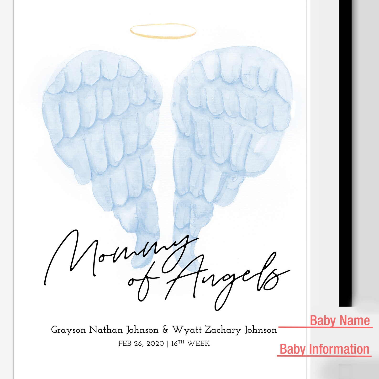 Miscarriage Angel Wings Watercolor Mommy of Angels Loss of | Etsy