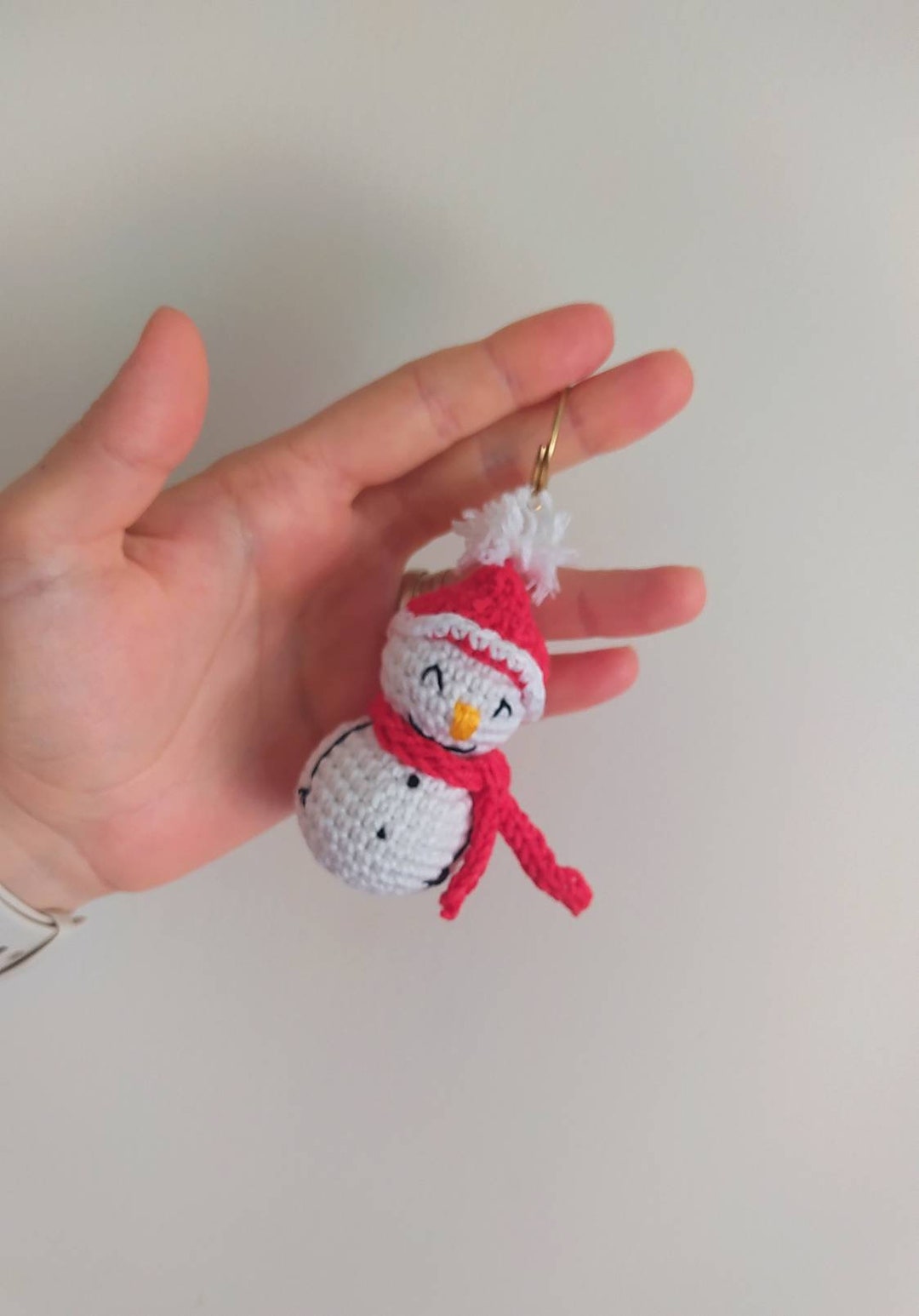 Snowman Crochet Keychain,handmade Snowman Amigurumi Gift,snowman ...