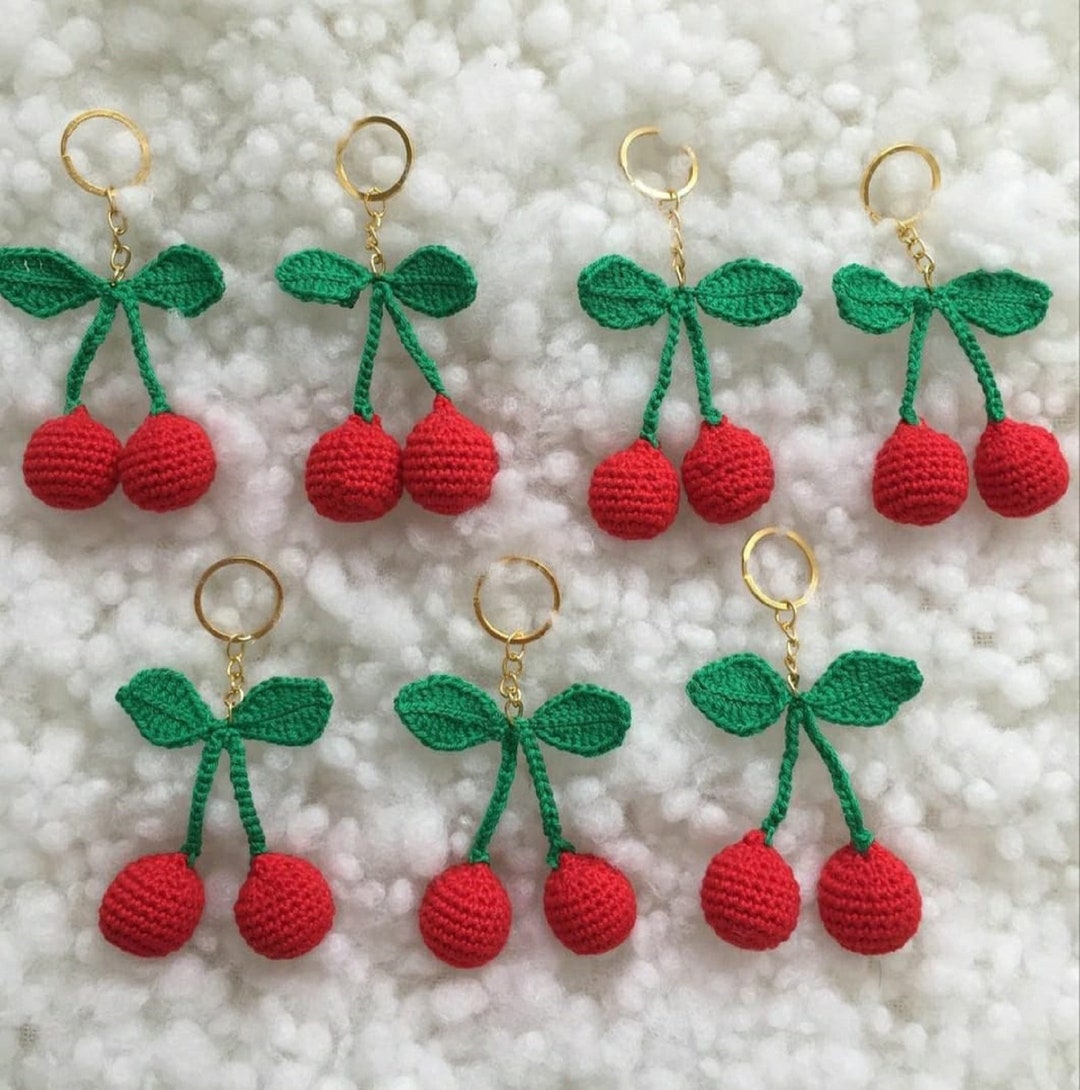 Crochet Cherry Keychain,amigurumi Cherry,red Cherry Handmade,accessory ...