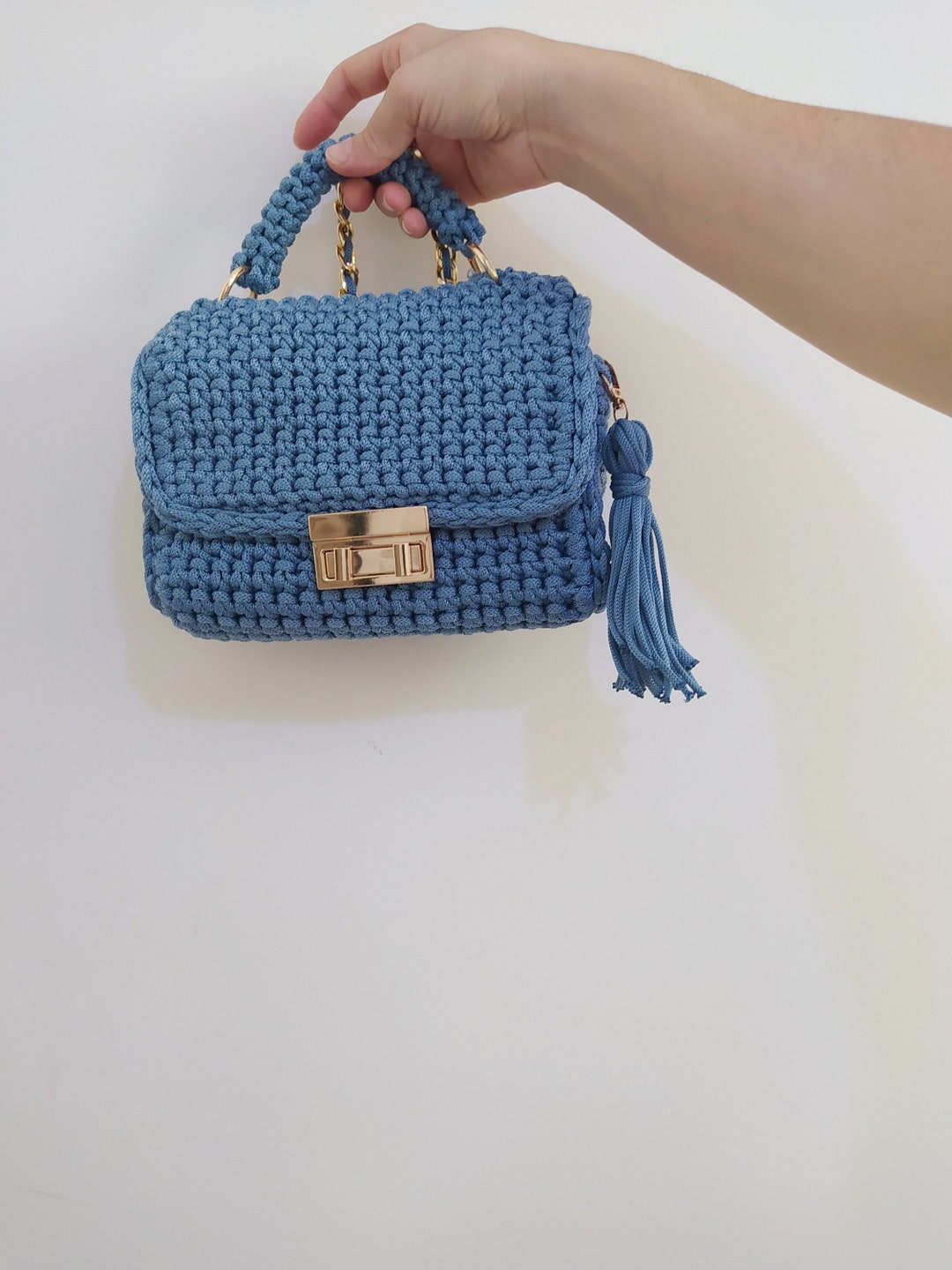 Handmade Crochet Polyester Cord Bag: Macrame Clutch Purse - Etsy