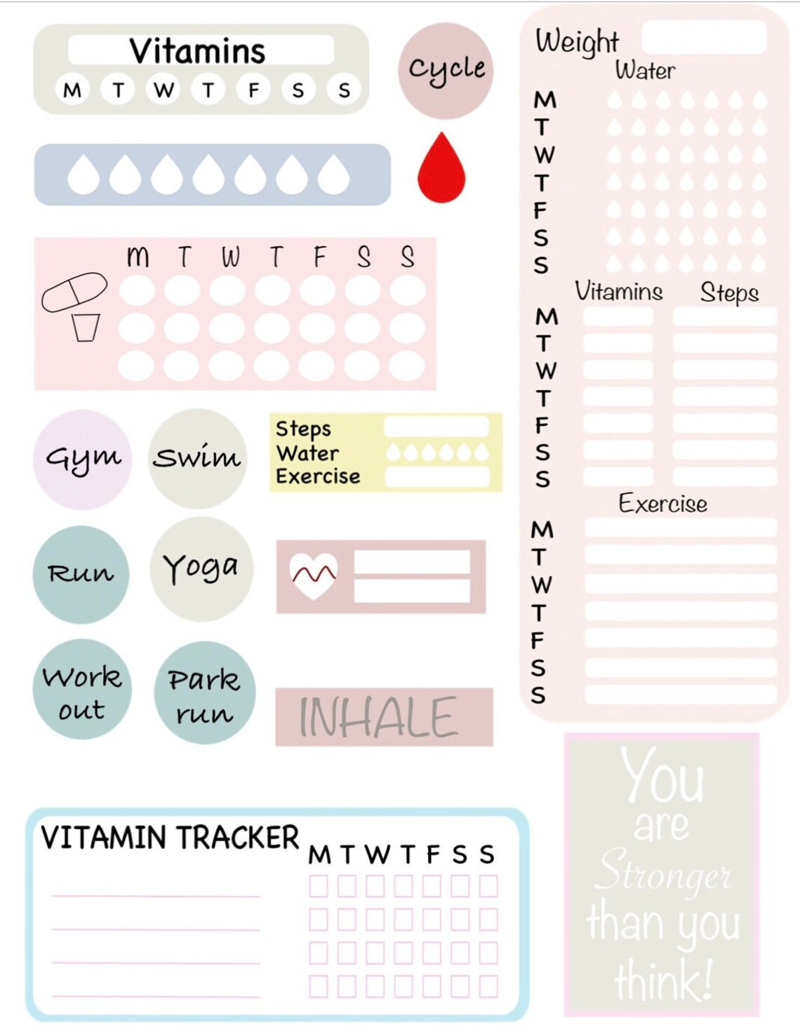 HEALTH AND FITNESS Digital Stickers for Goodnotes Planner, Goodnotes ...