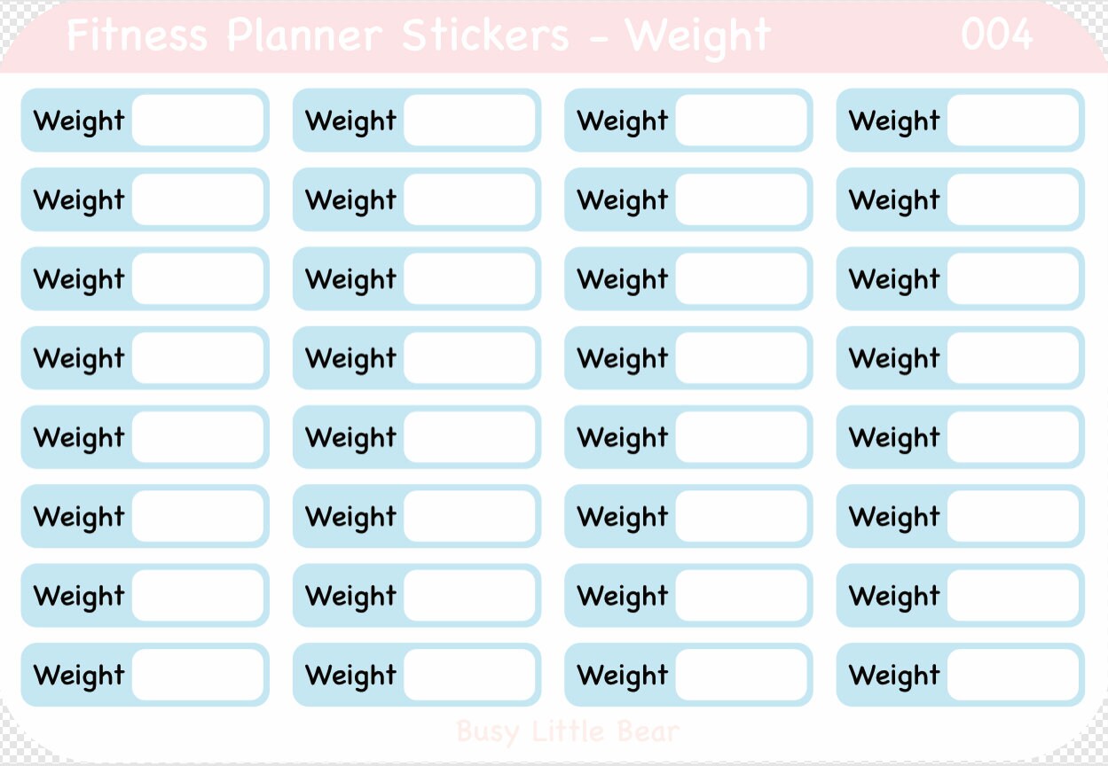 Fitness Planner Stickers Weight Tracking Sticker, Happy Planner ...