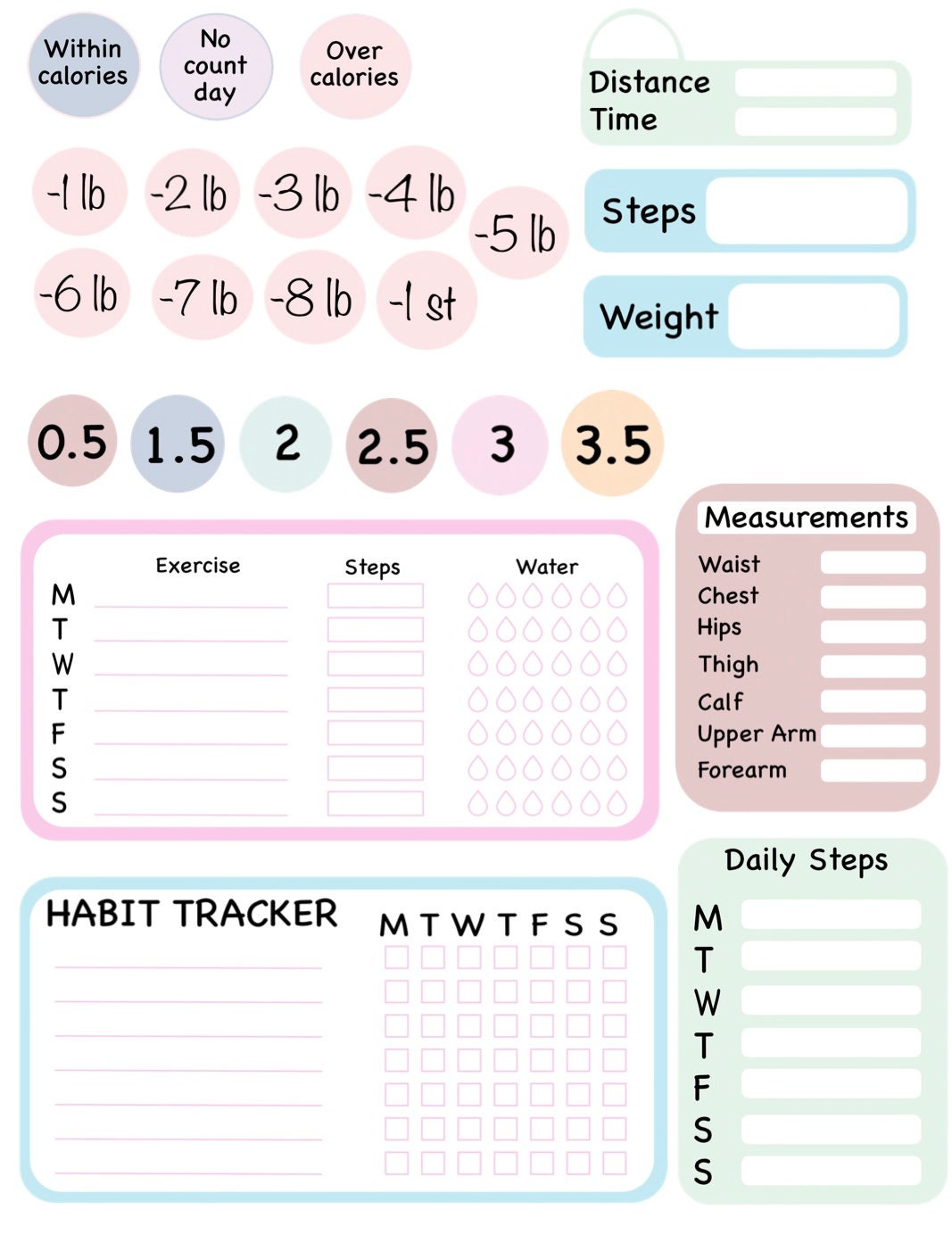 HEALTH AND FITNESS Digital Stickers for Goodnotes Planner, Goodnotes ...