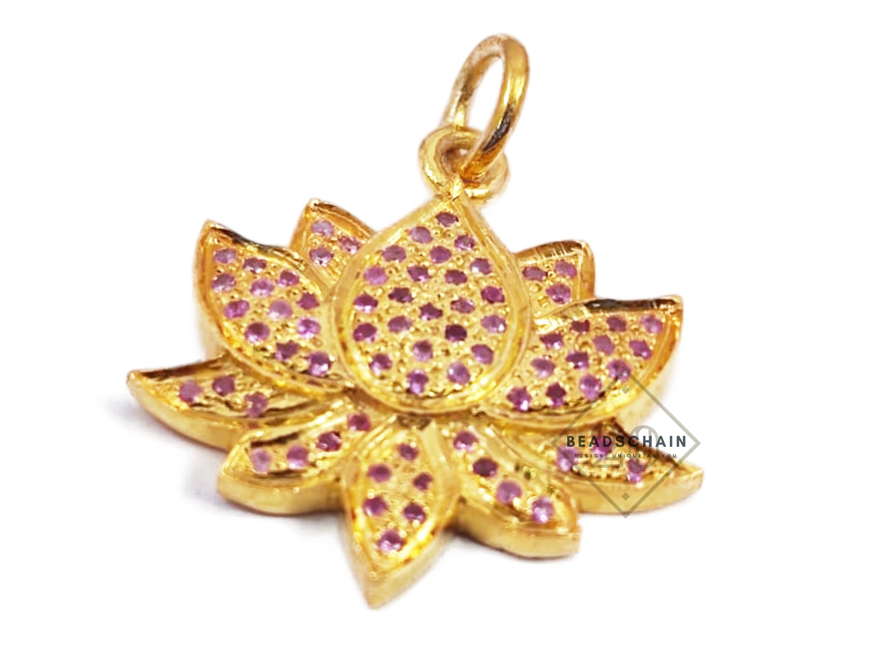 Lotus Pendant by Beadschain20 • Pave Diamond Flower Pendant • Dainty ...