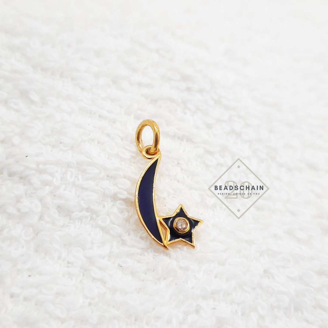 Buy Enamel Moon Star Charm by Beadschain20 Small Moon Charm Online in ...