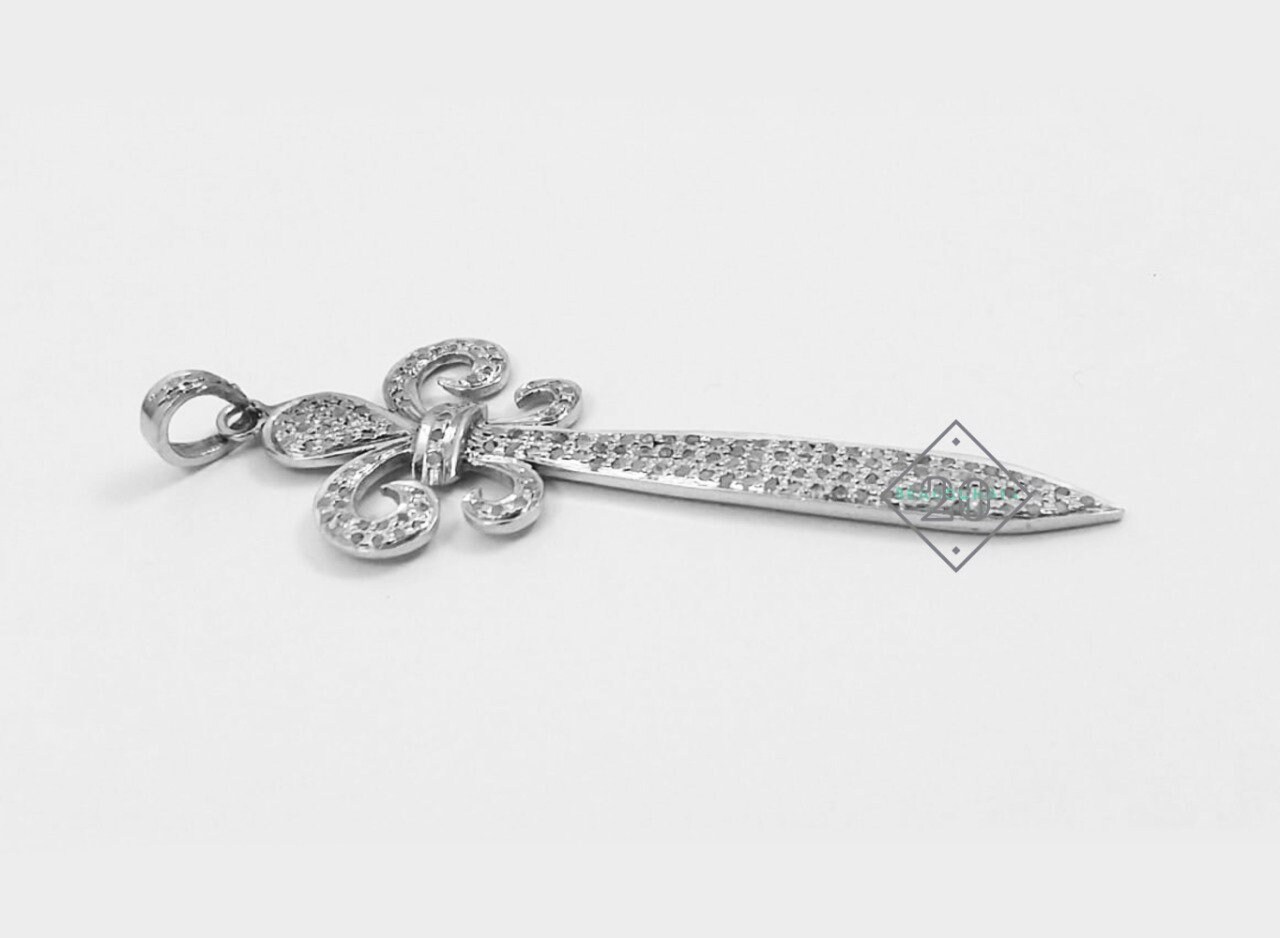 Pave Diamond Sword Pendant by Beadschain20 925 Sterling - Etsy