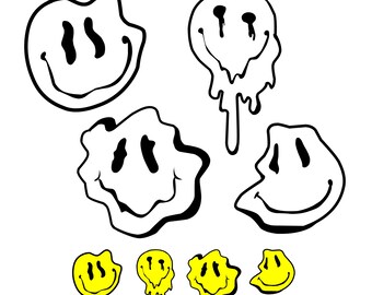 Home Decor Home & Living Trippy Svg Trippy Smiley Face Svg Drippy ...