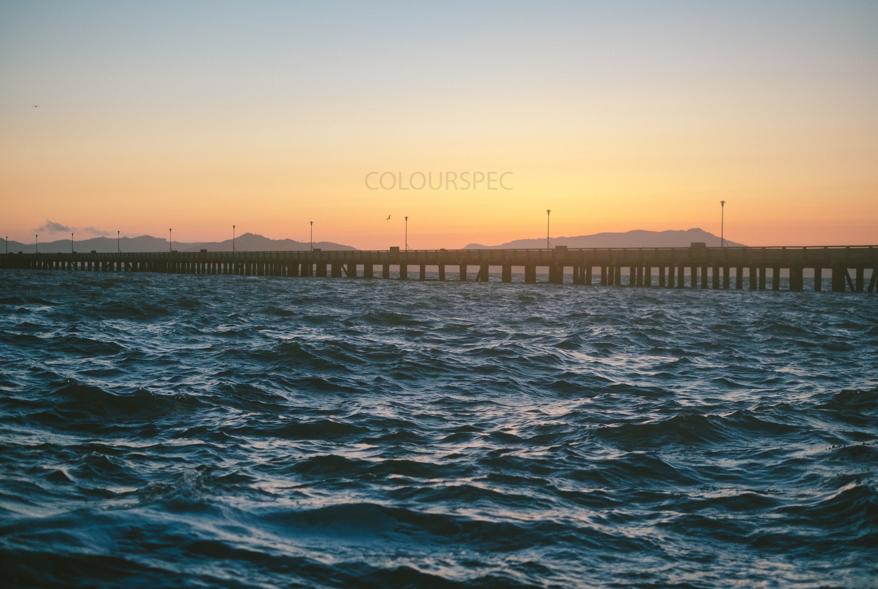 Ocean Sunset Choppy Water Pier Sunrise Stormy Water Scene HD - Etsy