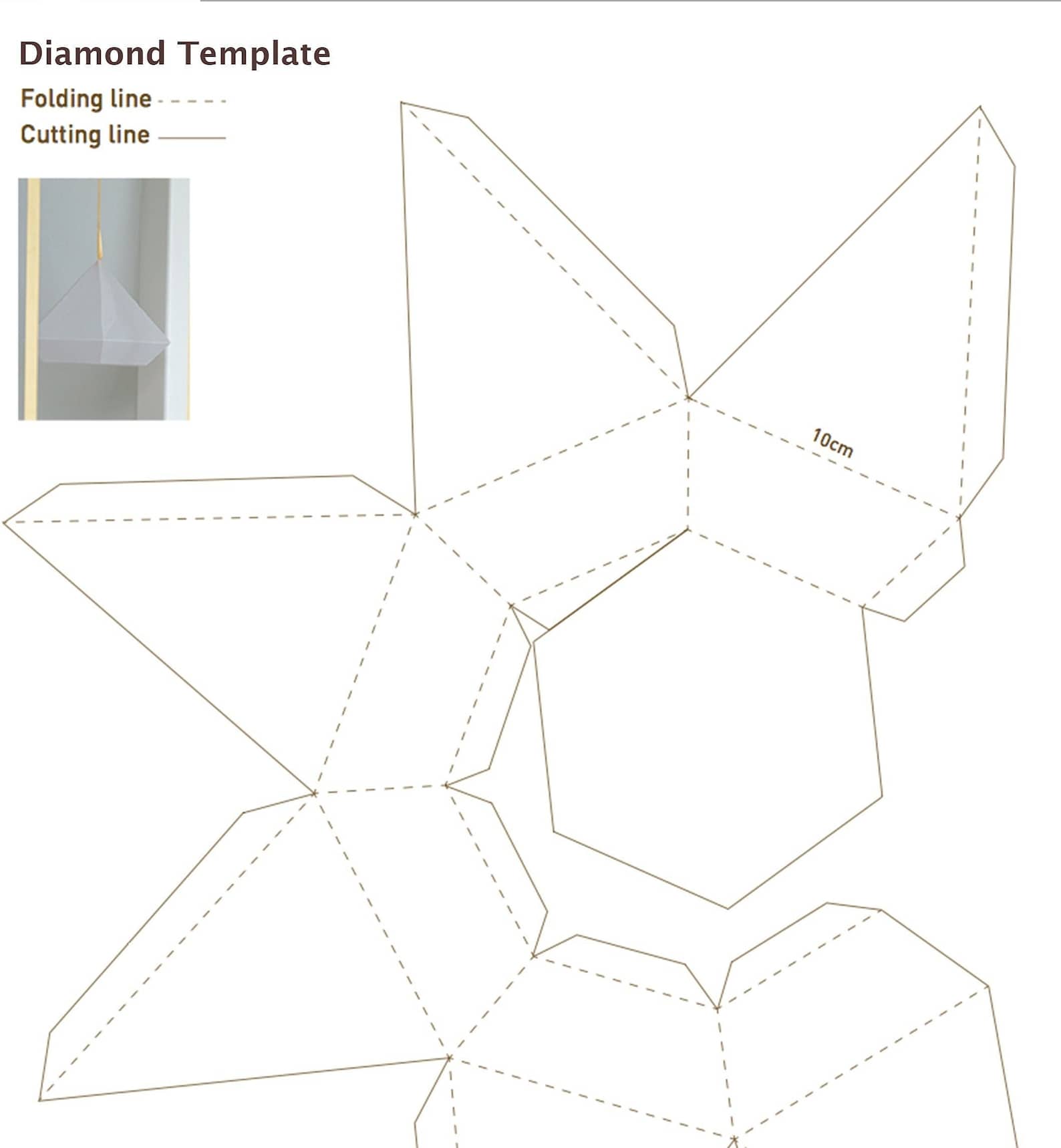 3D Diamond Template Print Colour in Classic Diamond Ornament Shape ...