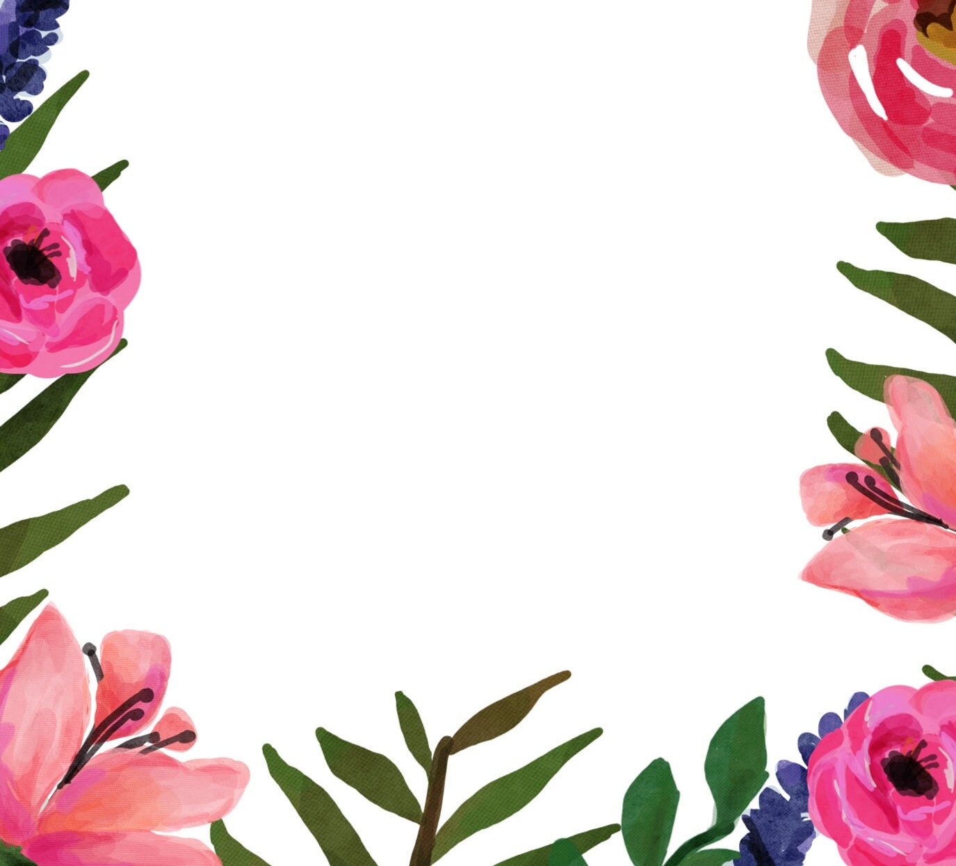 Flower Border Menu Background Design Water Colour Flower Border A4 Page ...
