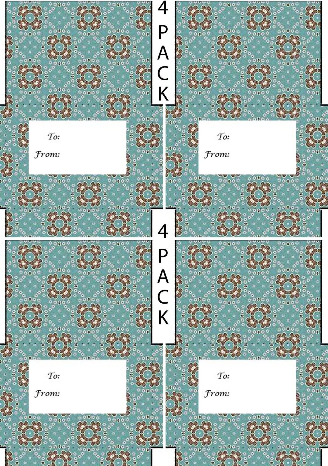 Tiny Envelopes A4 Template Blue & Brown Pattern Download Mini 4 Pack ...