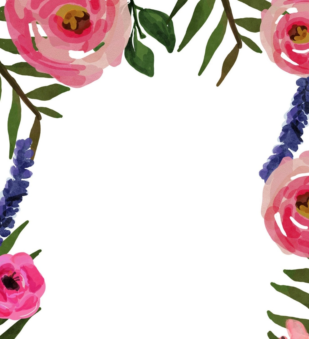 Flower Border Menu Background Design Water Colour Flower Border A4 Page ...