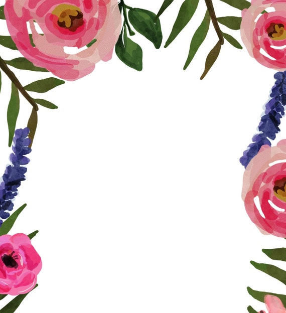Flower Border Menu Background Design Water Colour Flower - Etsy Australia