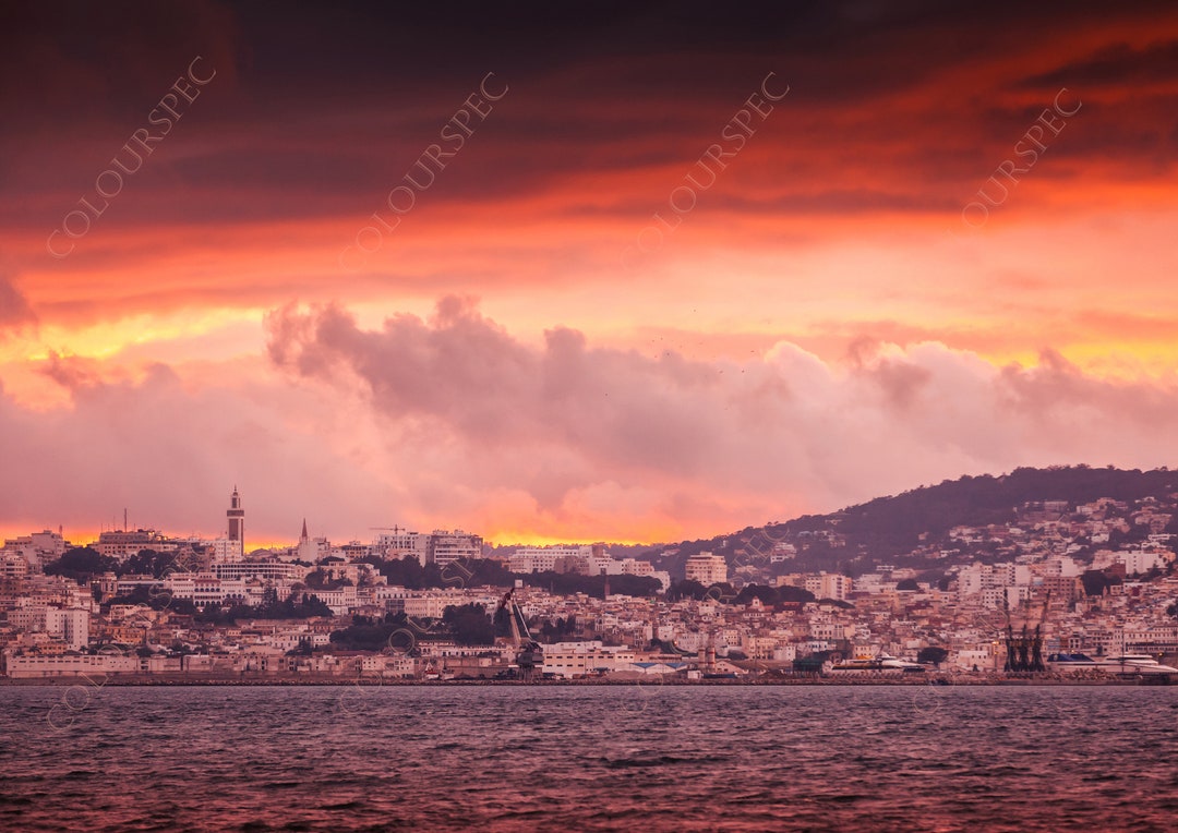 Jpg Deep Orange Sunset Morocco Tangier City Over Lake Scene HD Art Deco ...