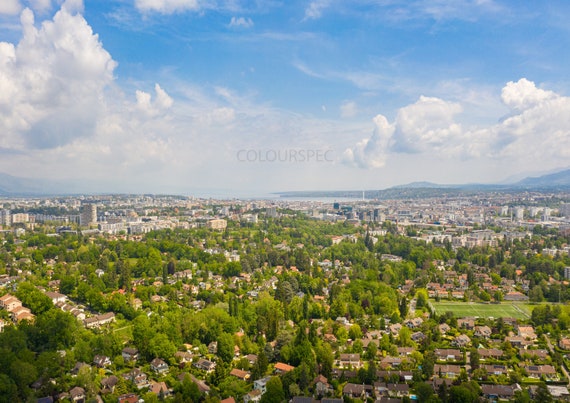 Green City Birds Eye View Pretty Distant Forest Mountains - Etsy