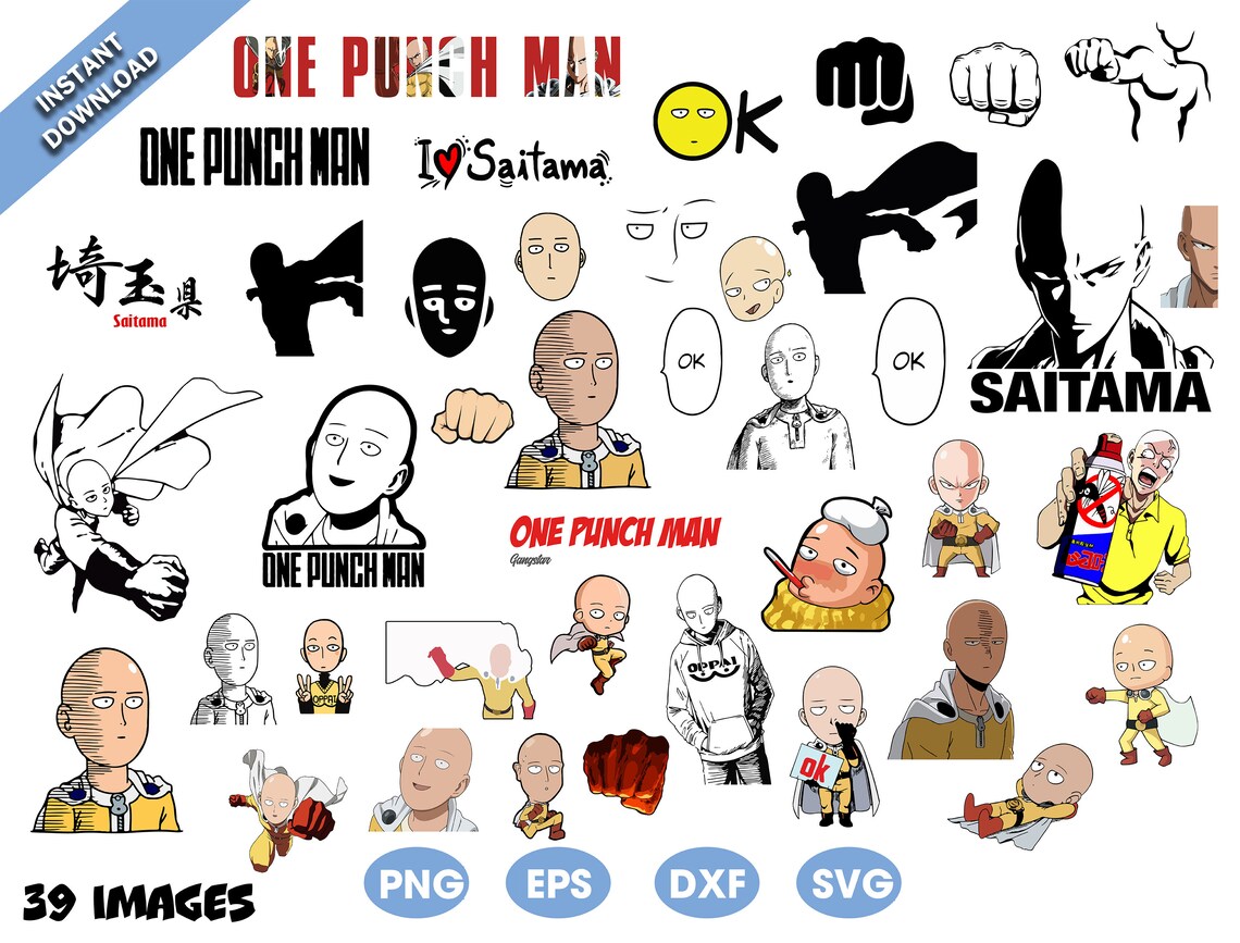 Bundle 39 Saitama One Punch Man SVG Bundle Silhouette Cut | Etsy