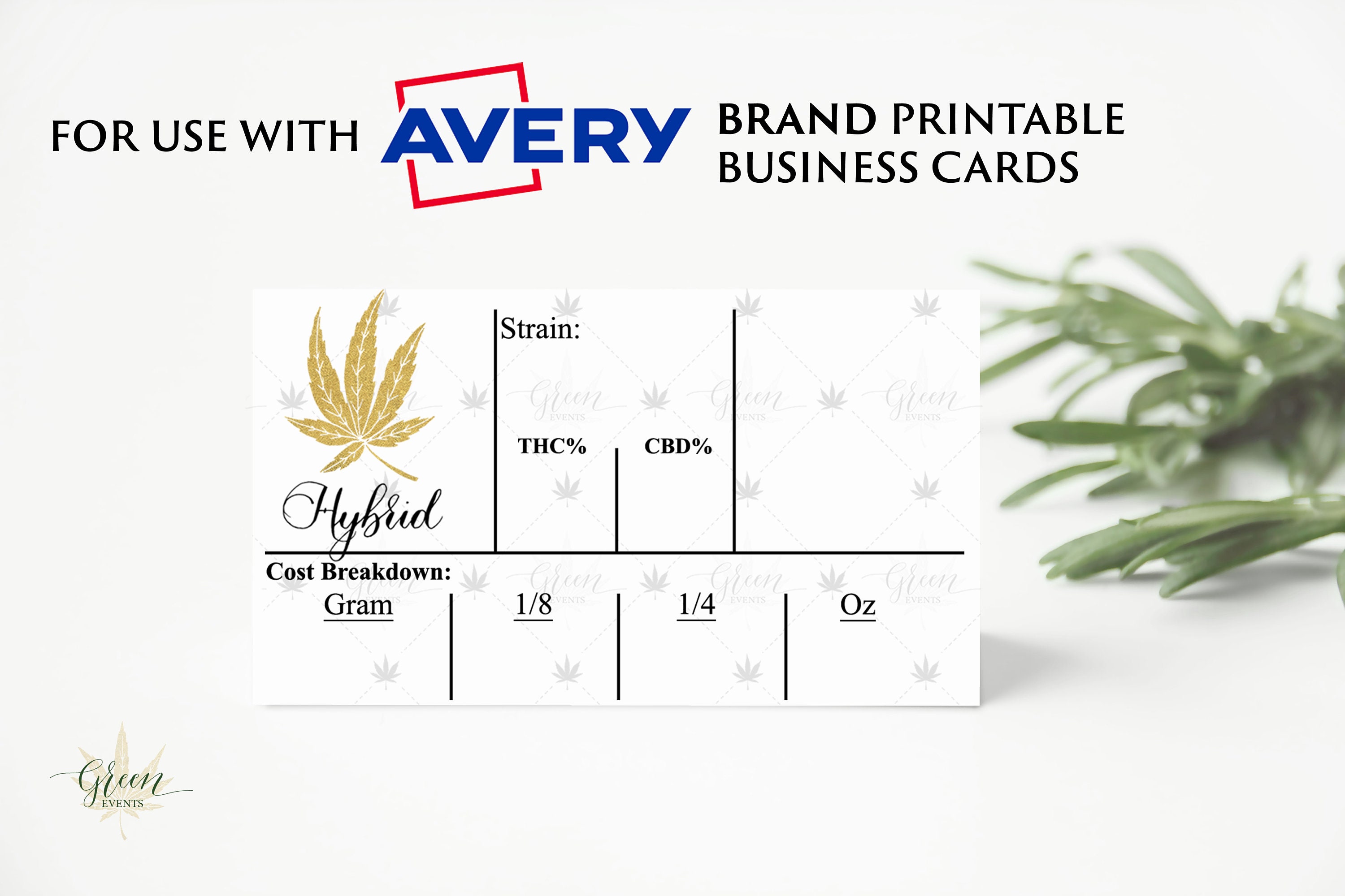 Hybrid Cannabis Strain Information Card Editable Template | Etsy