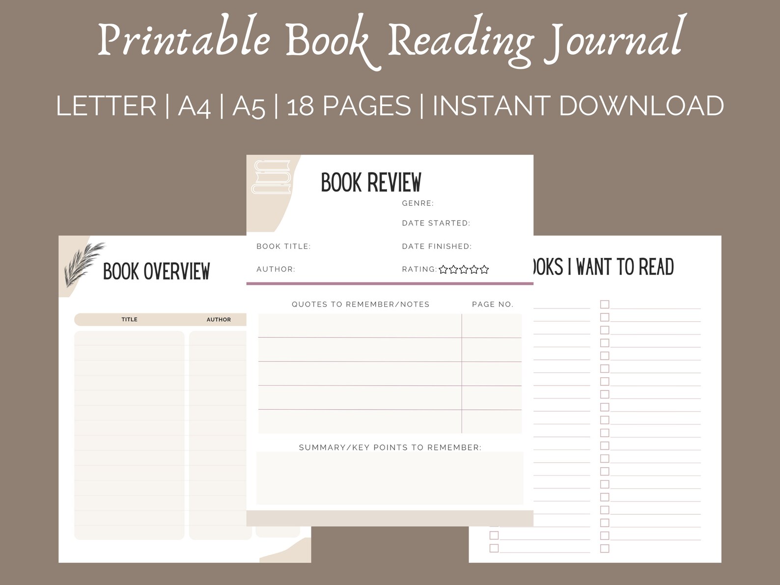 Printable Book Tracker Book Tracker Printable PDF Digital Book Tracker ...