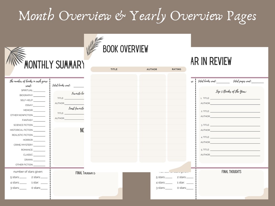 Printable Book Tracker Book Tracker Printable PDF Digital Book Tracker ...