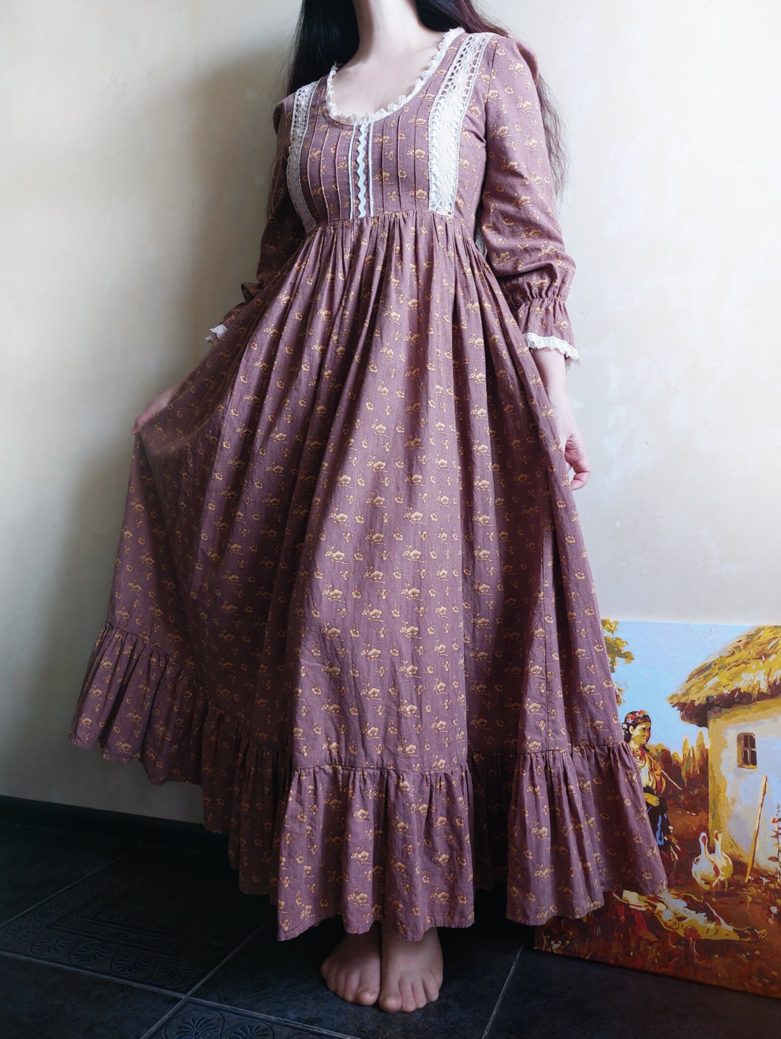 LAURA ASHLEY Early Rare Vintage 70s Wales Prairie Floral Lace - Etsy