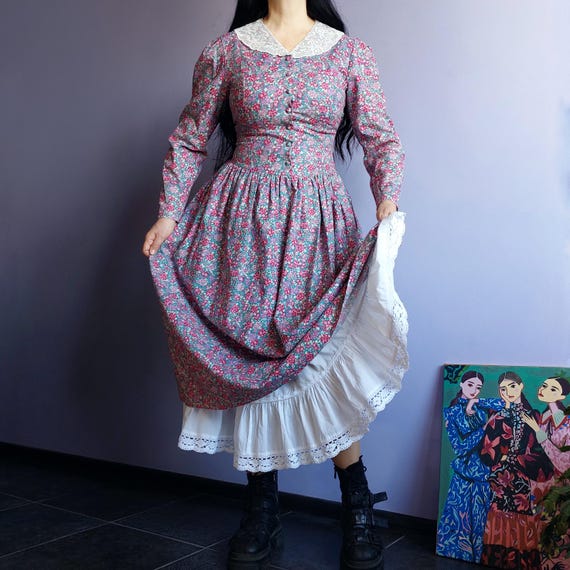 LAURA ASHLEY Vintage 80s gentle classic floral dress … - Gem