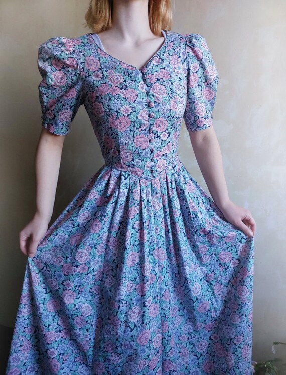 LAURA ASHLEY 80s fairy vintage purple /pink /mint lig… - Gem