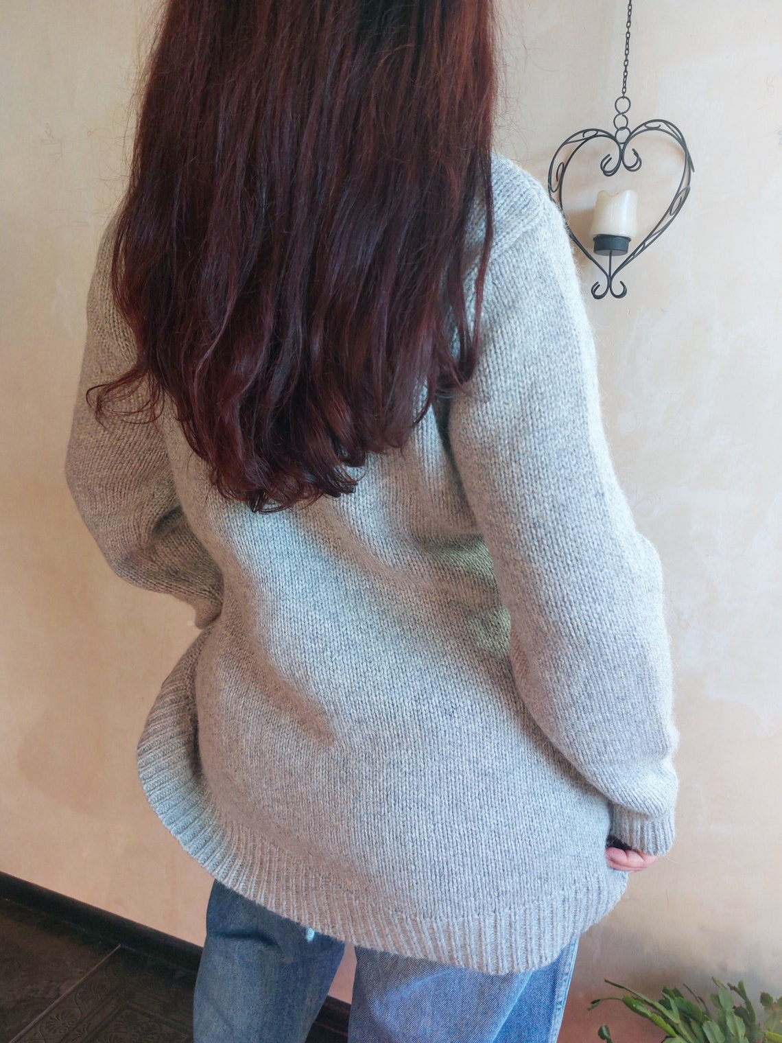 Vintage Cute Gray Knitted Soft Sheep Wool Alpaca Long | Etsy