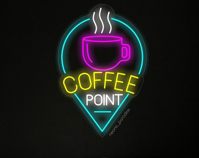Coffee Point Neon Sign, Fresh Coffee Sign, Take Away Neon, Coffee House ...