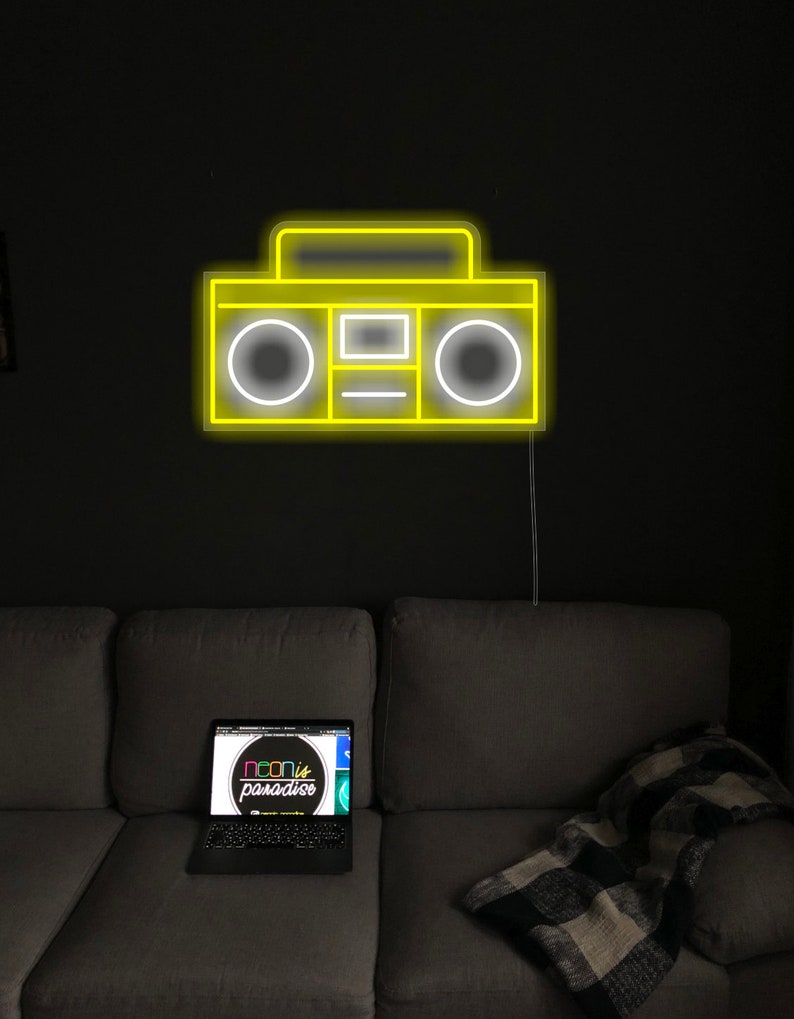 Boombox Wall Neon Sign Cassette Tape Player Led Neon Sign - Etsy
