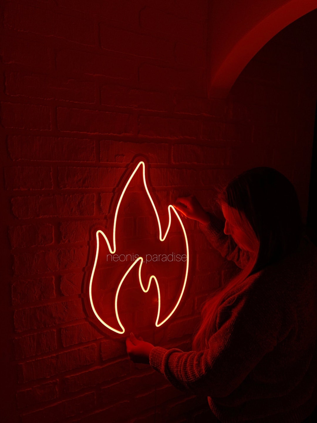 Flame Fire Neon Sign, Led Flame Wall Decor, Neon Sign for Bedroom ...
