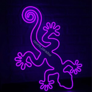 Gecko Neon Sign, Lizard Neon Sign, Chameleon Wall Sign, Zoo Petshop ...