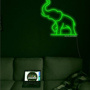 Elephant Neon Sign, Jungle Neon Sign, Nursery Neon Sign, Blue Elephant ...