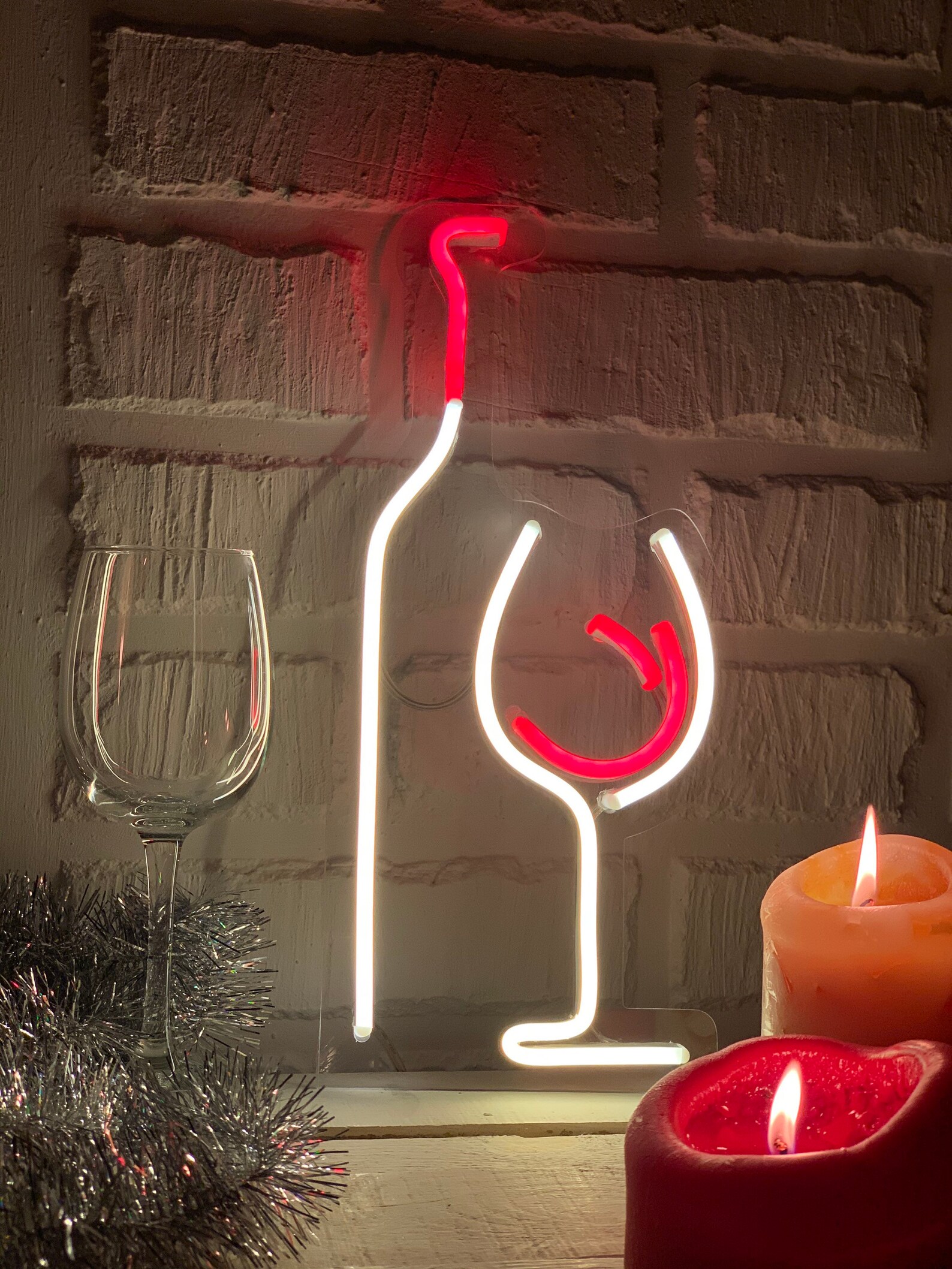 Wine Bottle and Glass Neon Sign Led Wall Neon Decor Custom - Etsy