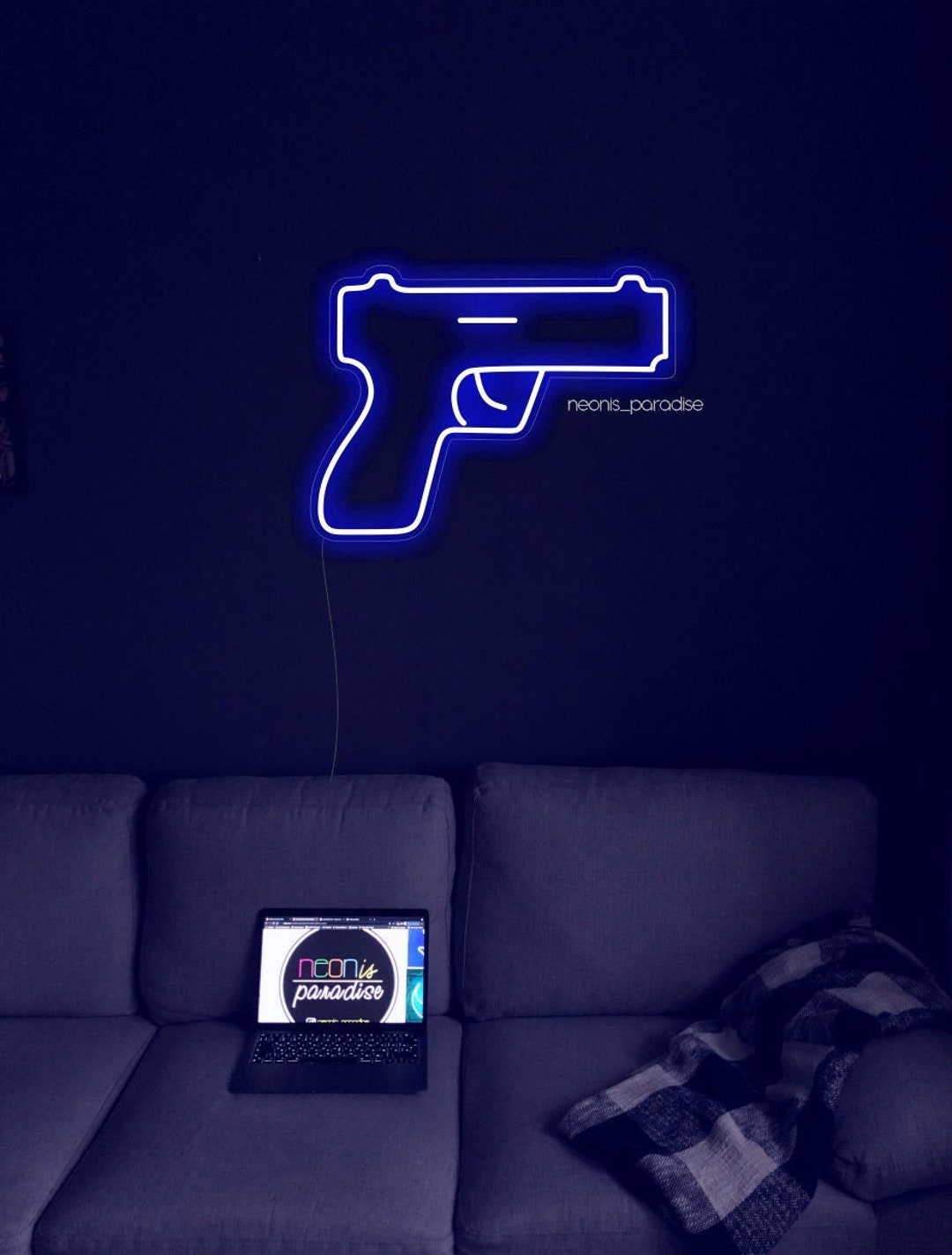 Gun Neon Sign, Game Room Neon, Gun Room, Pistol Neon Sign, Revolver ...