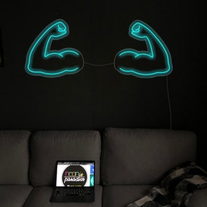 Muscles Neon Sign, Inflated Hands Neon Sign, Gym Neon Photo Zone ...
